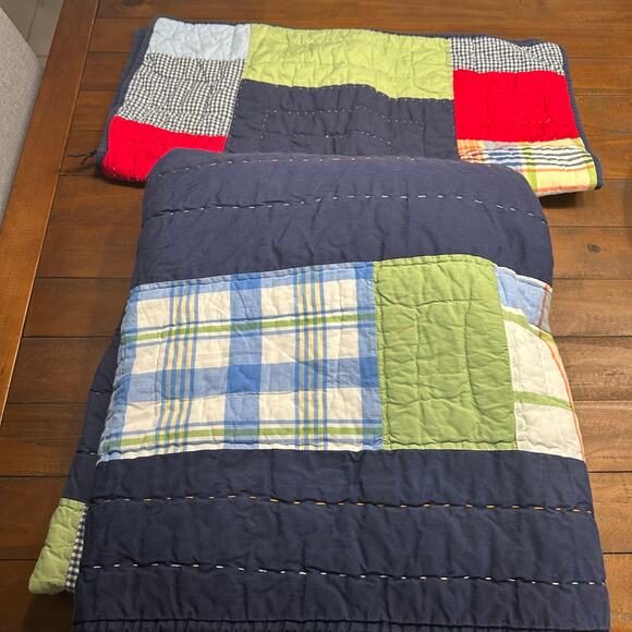 Pottery Barn Kids | Bedding | Pottery Barn Plaid Patchwork Quilt Reversible Twin Wsham | Poshmark